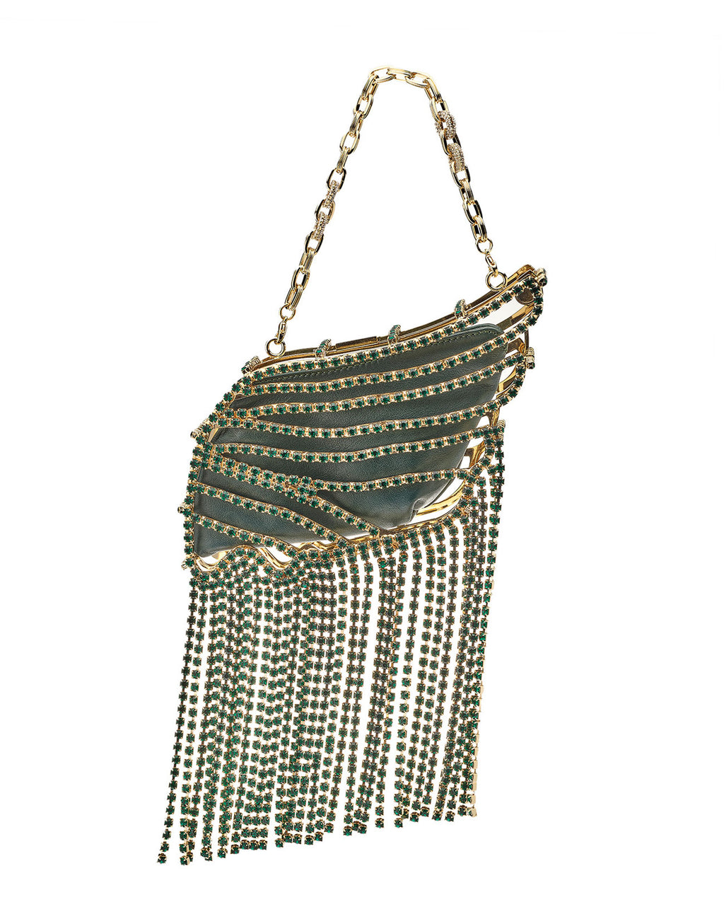 AL TAIR BAG - GOLD BRASS & GREEN EMERALD STONES – Manar Laktineh